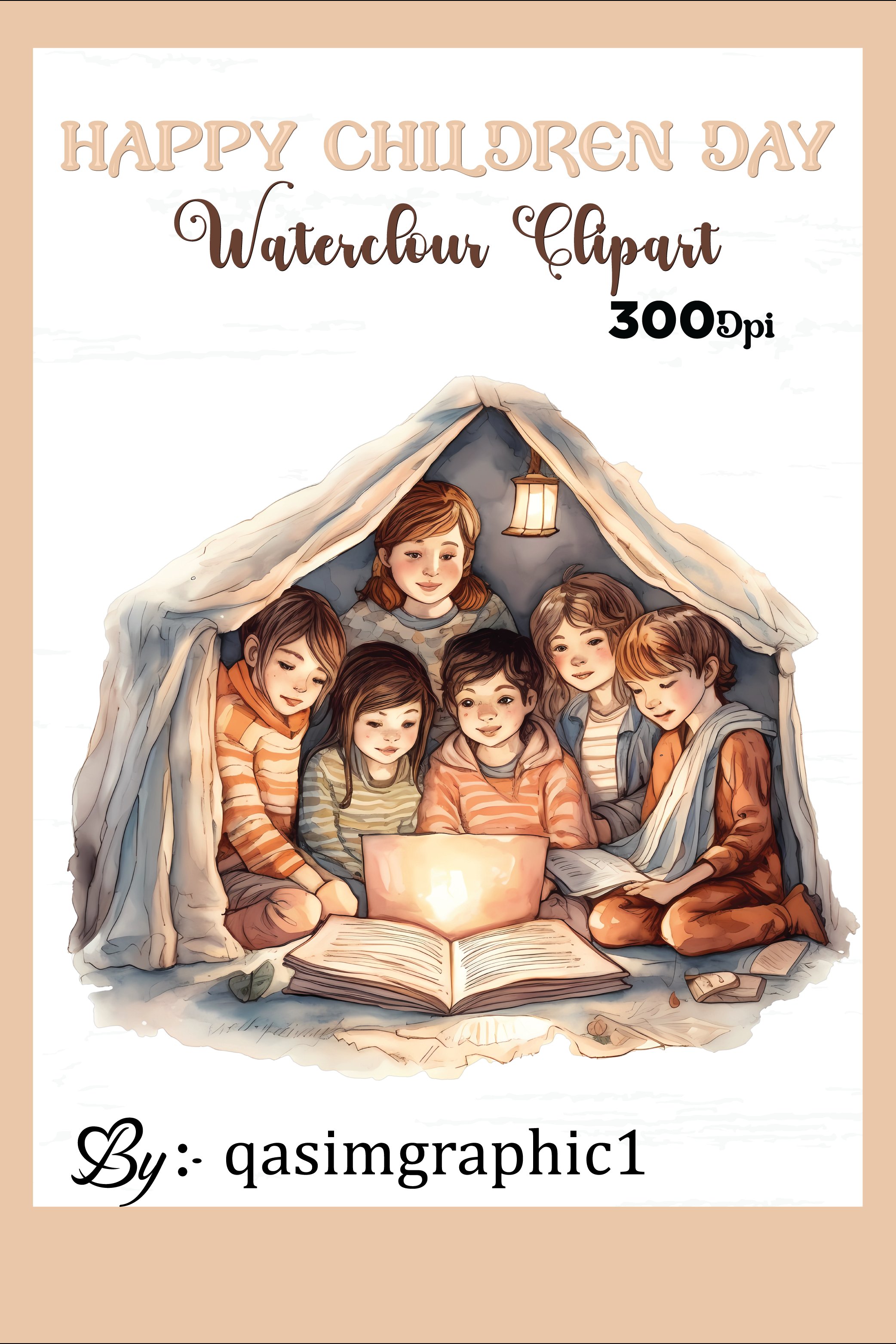 9 PNG Children watercolor clipart,transparent images