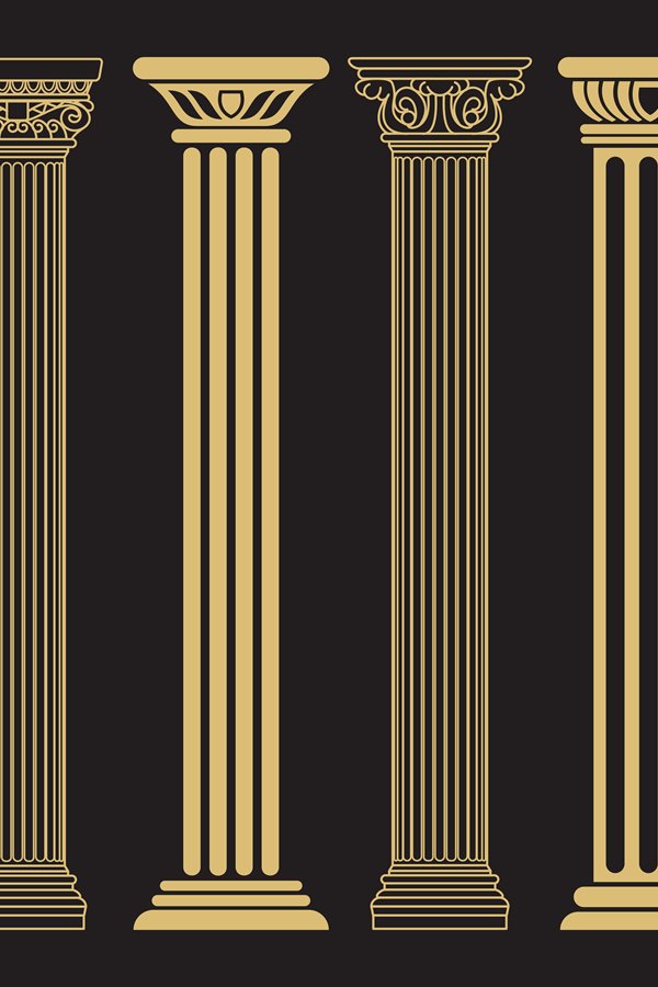 Elegant classic roman, greek architecture line and silhouett