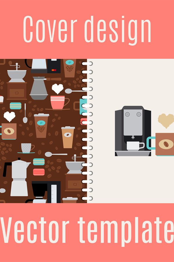Cover design with coffee maker pattern