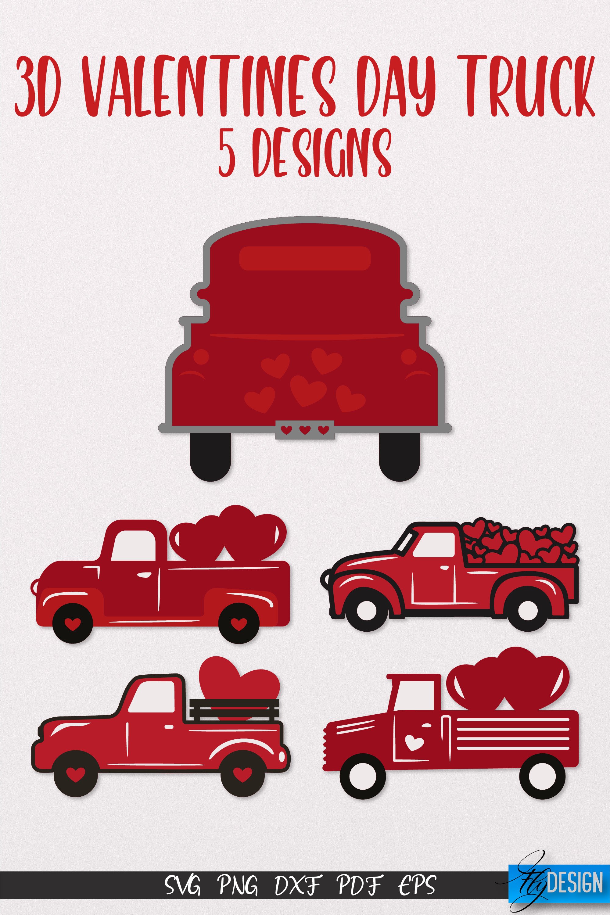 3D Layered Valentine's Day Truck |Truck Layered (3007838)