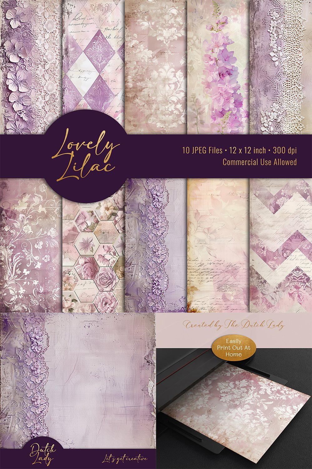 Lovely Lilac Junk Journal Papers