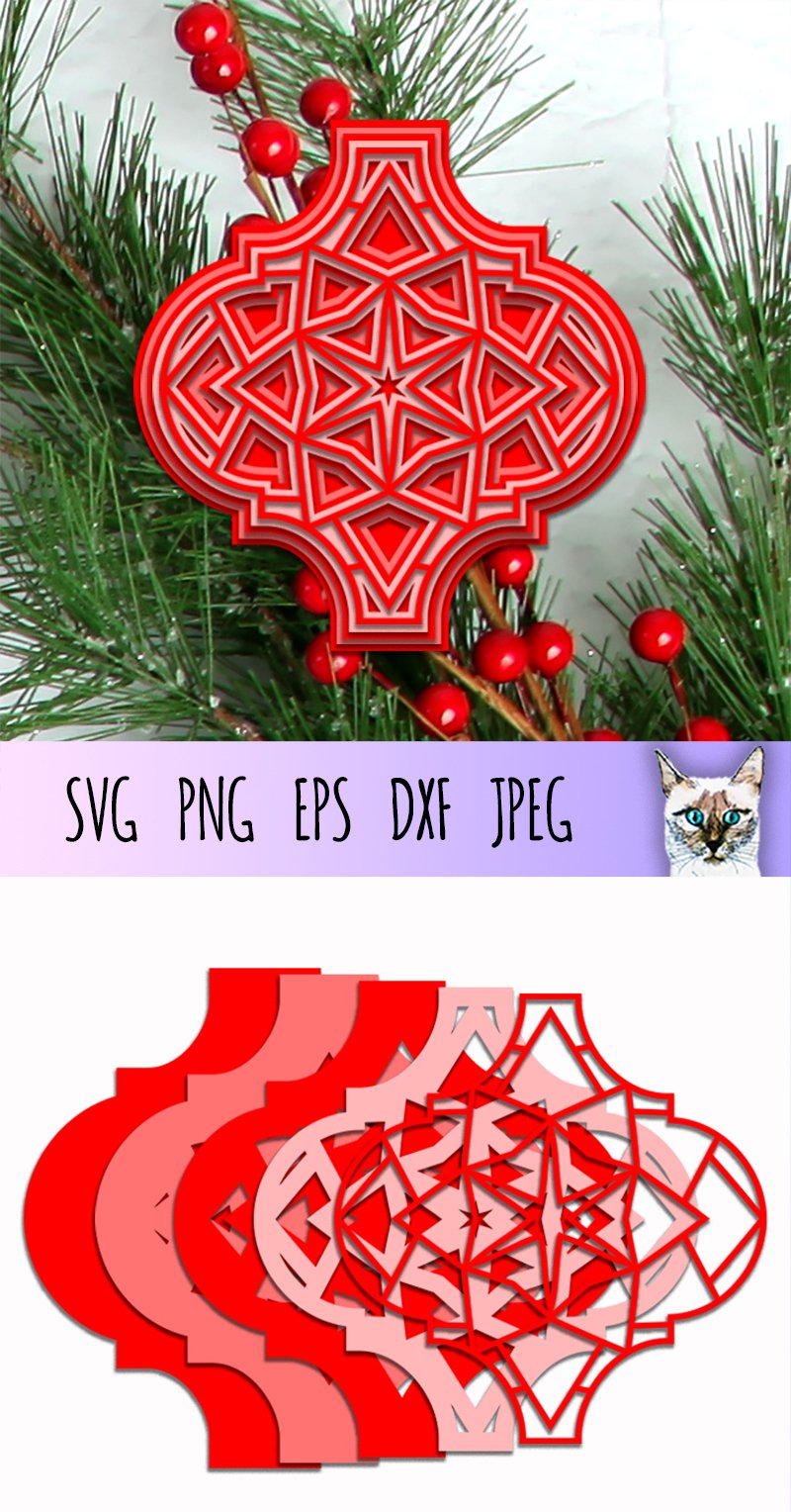 3D Layered arabesque tile ornament svg. (1028311)