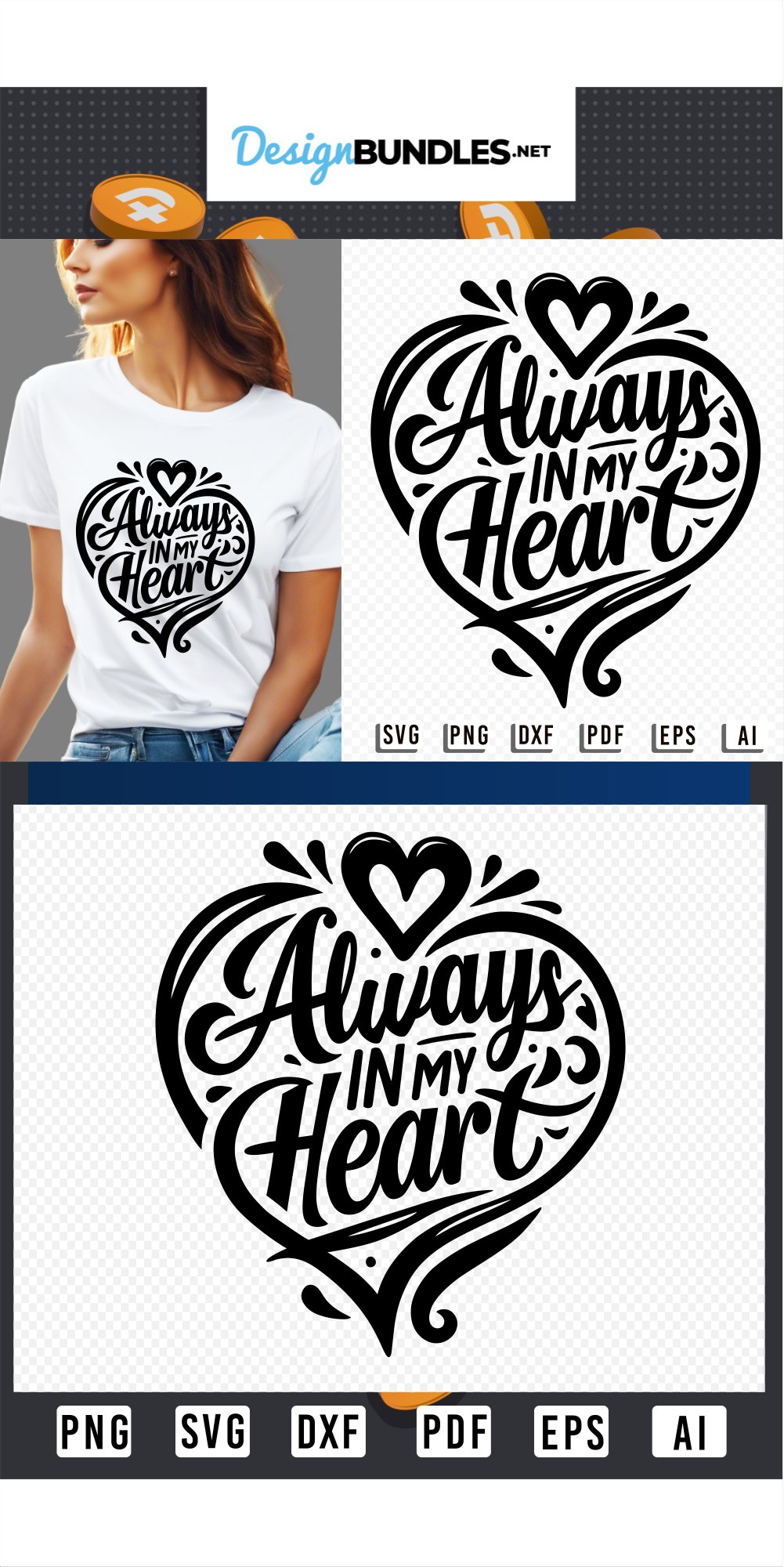 Always in My Heart, Valentine SVG, Love SVG, Wedding SVG