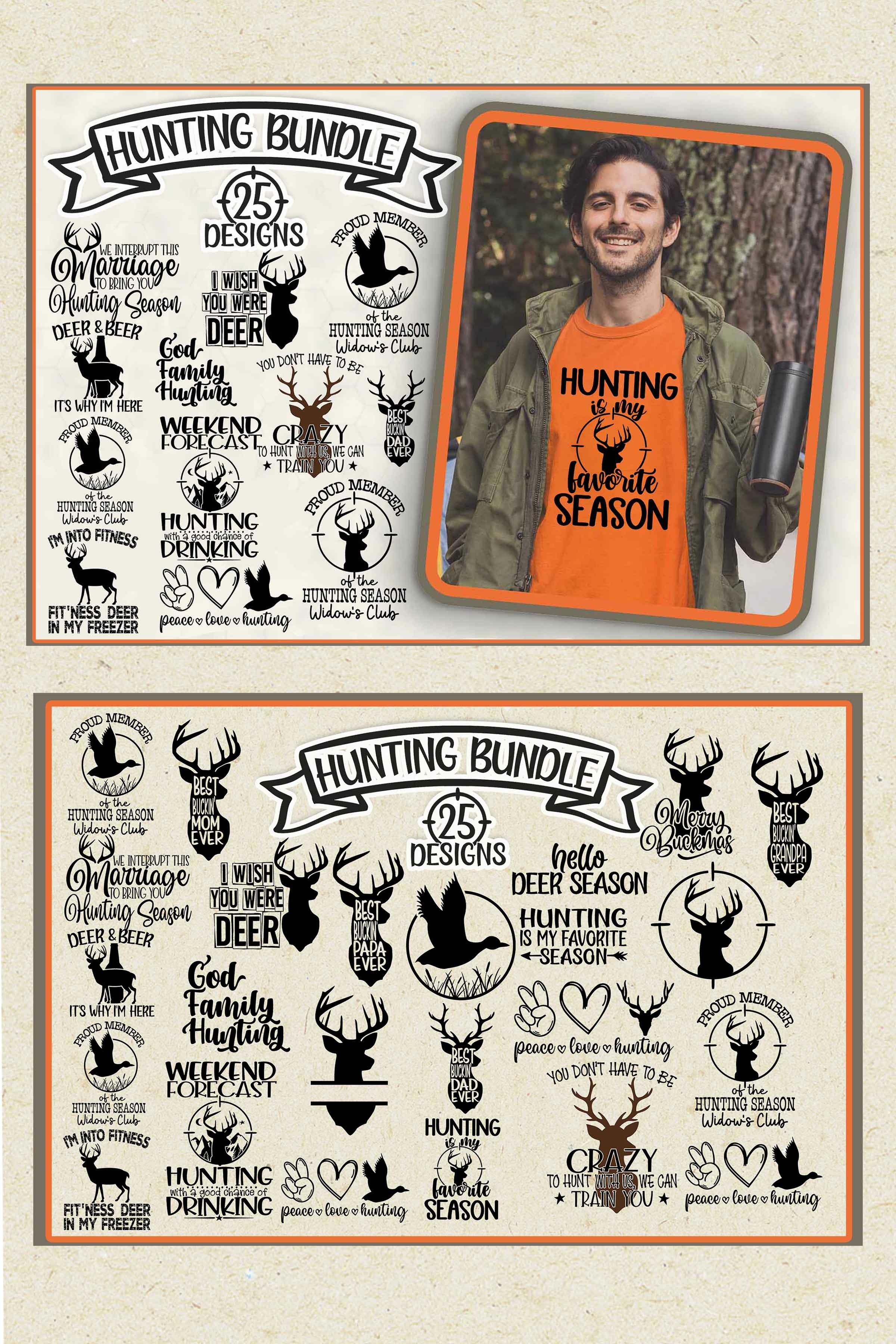 Hunting Bundle 25 Designs Hunter Cutting Sublimation SVG PNG