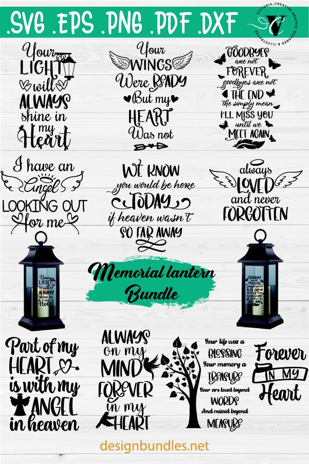 Memorial lantern svg bundle, memorial quotes