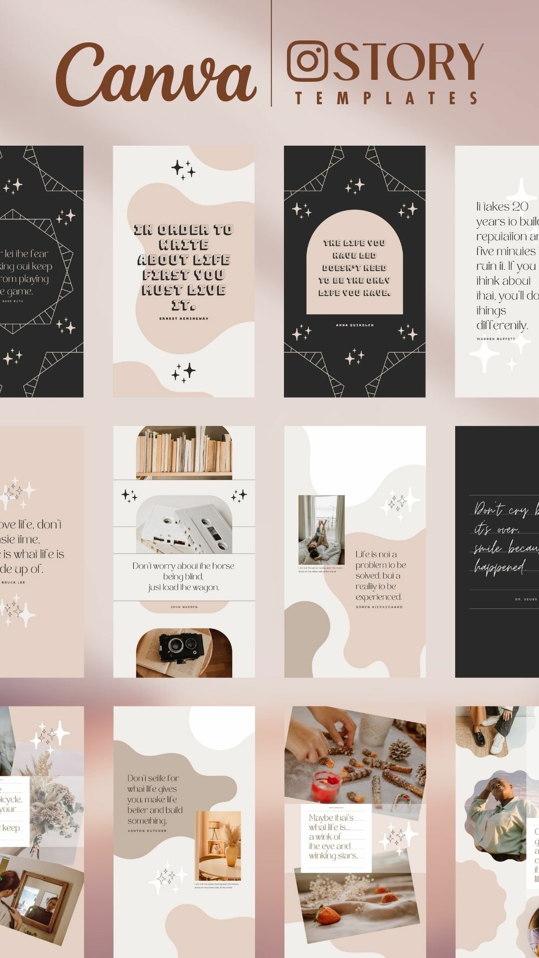 100 Instagram Template Canva Stories Shine Social Media Pack