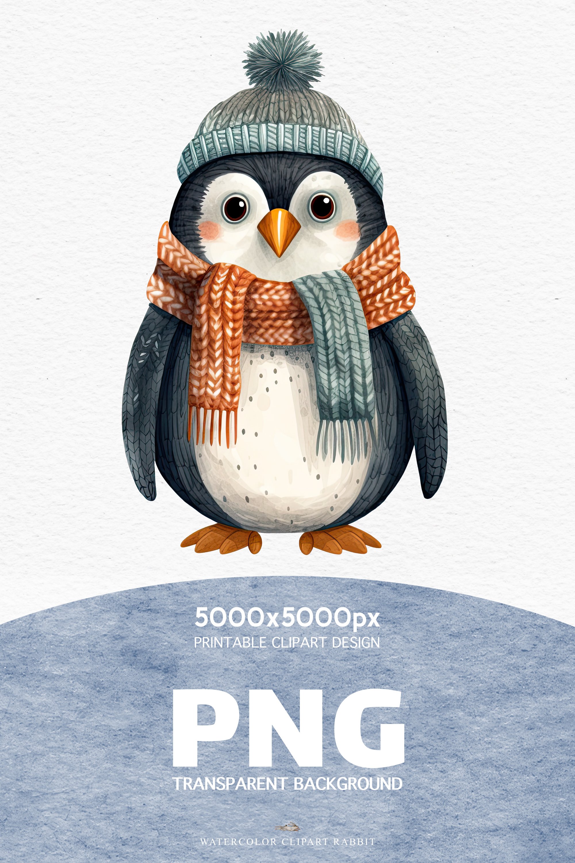 Cute Winter Baby Penguin Crochet Christmas Animals Clipart