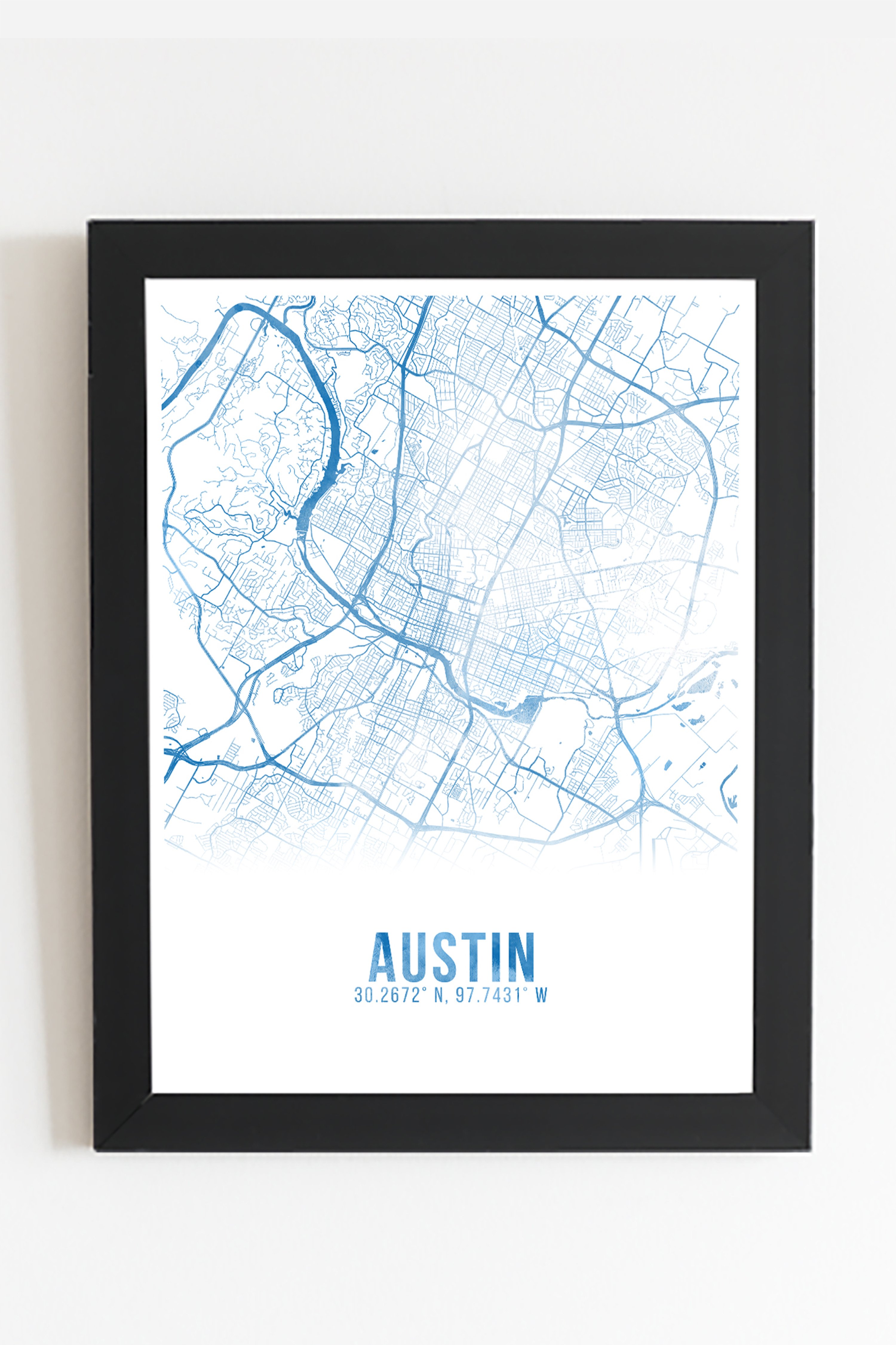 Austin Watercolor City Map Poster