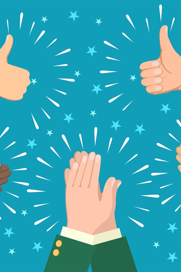 Clapping businessman hands