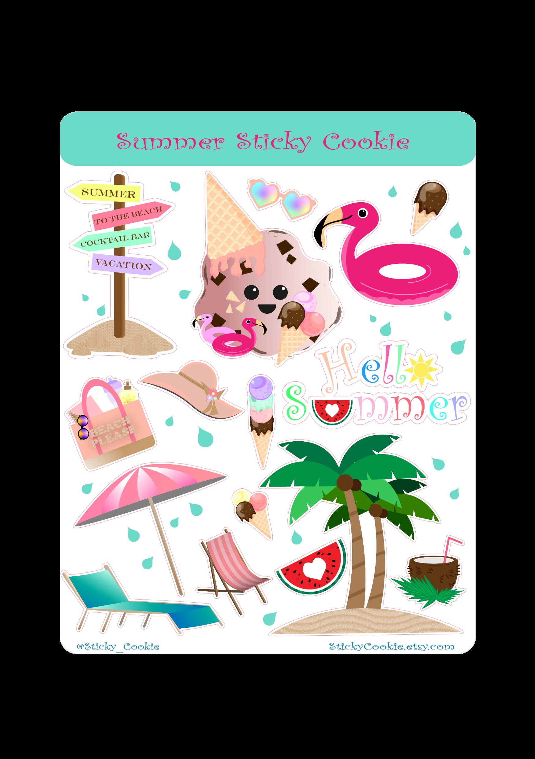 Digital Beach, Summer, Ice Cream clipart