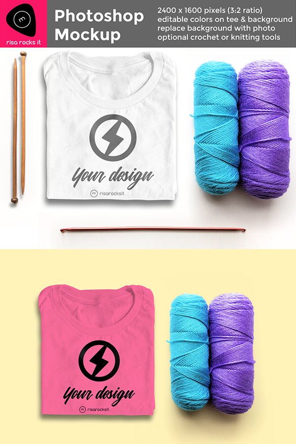 Yarn Craft Tee Shirt Photoshop PSD Mockup