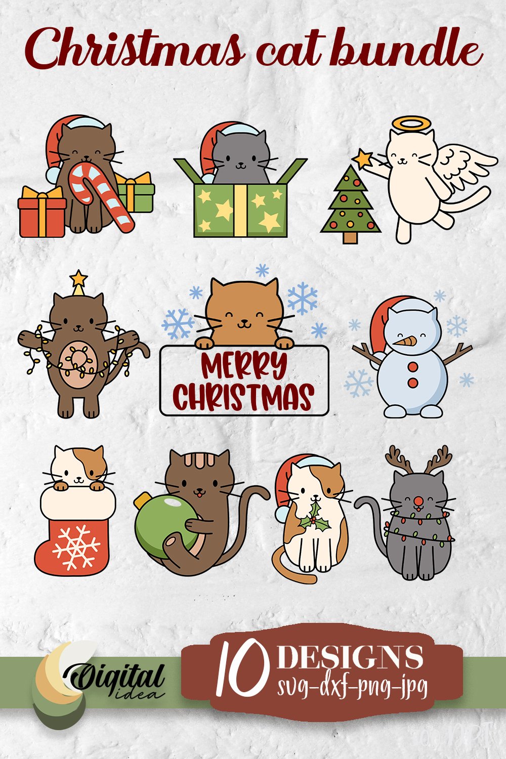 Christmas Cats svg Bundle. Funny Christmas kittens svg