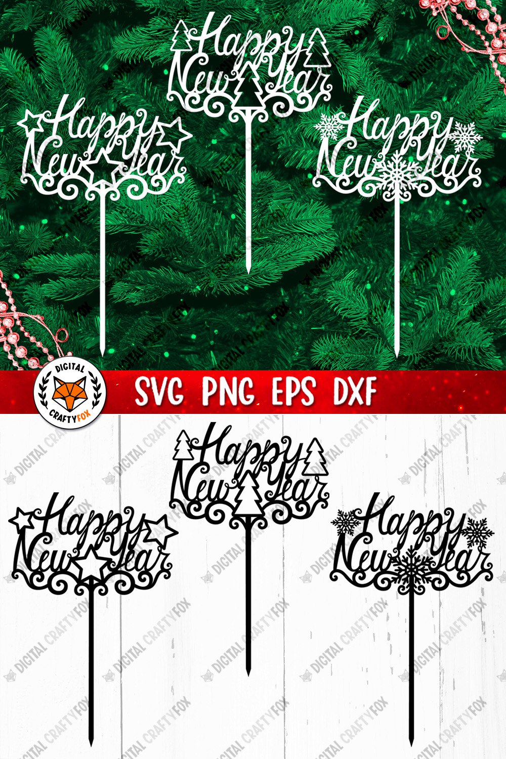 Happy New Year Topper SVG, Topper Laser Cut SVG