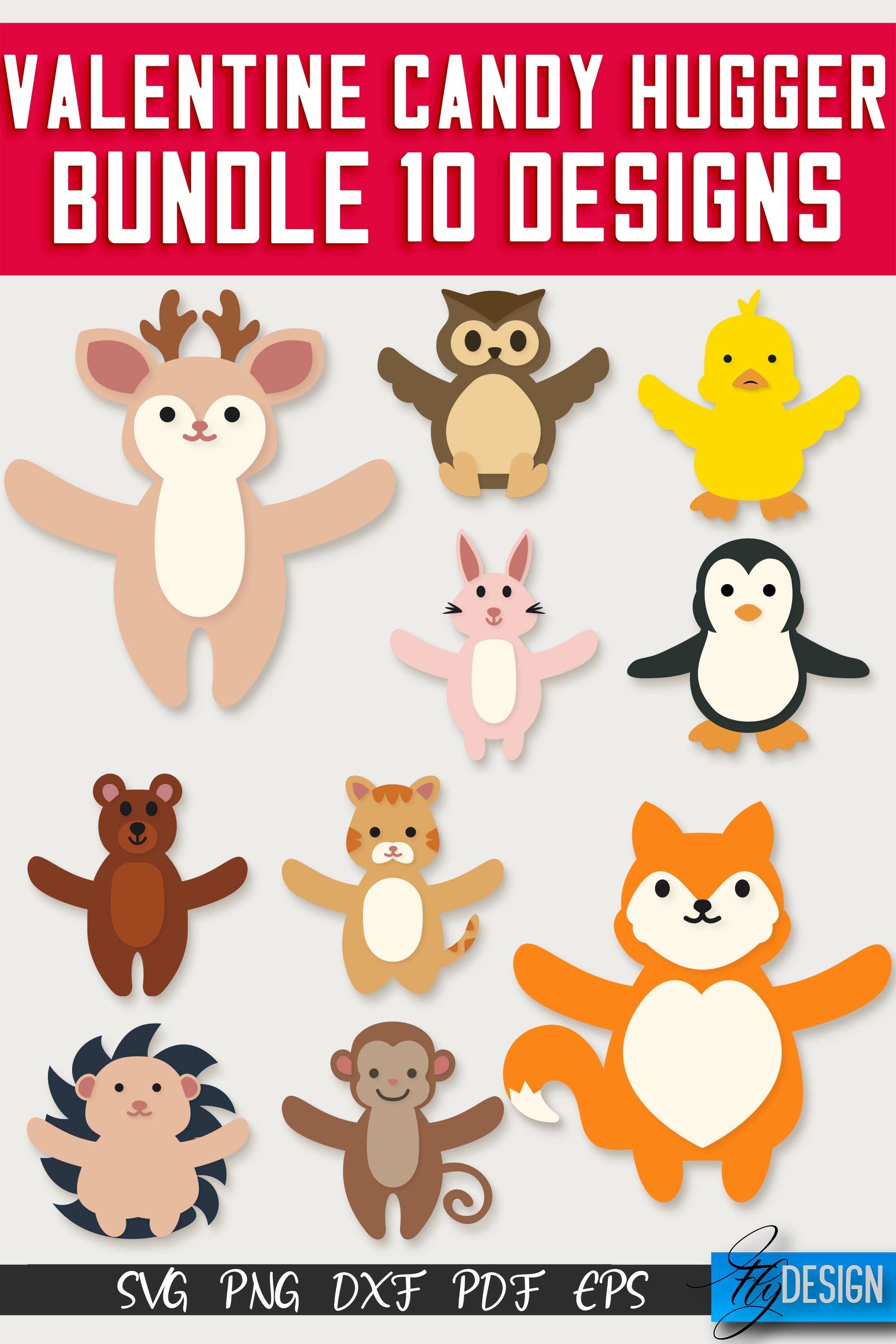 Animals Candy Hugger for Valentine's Day|Candy Holders SVG