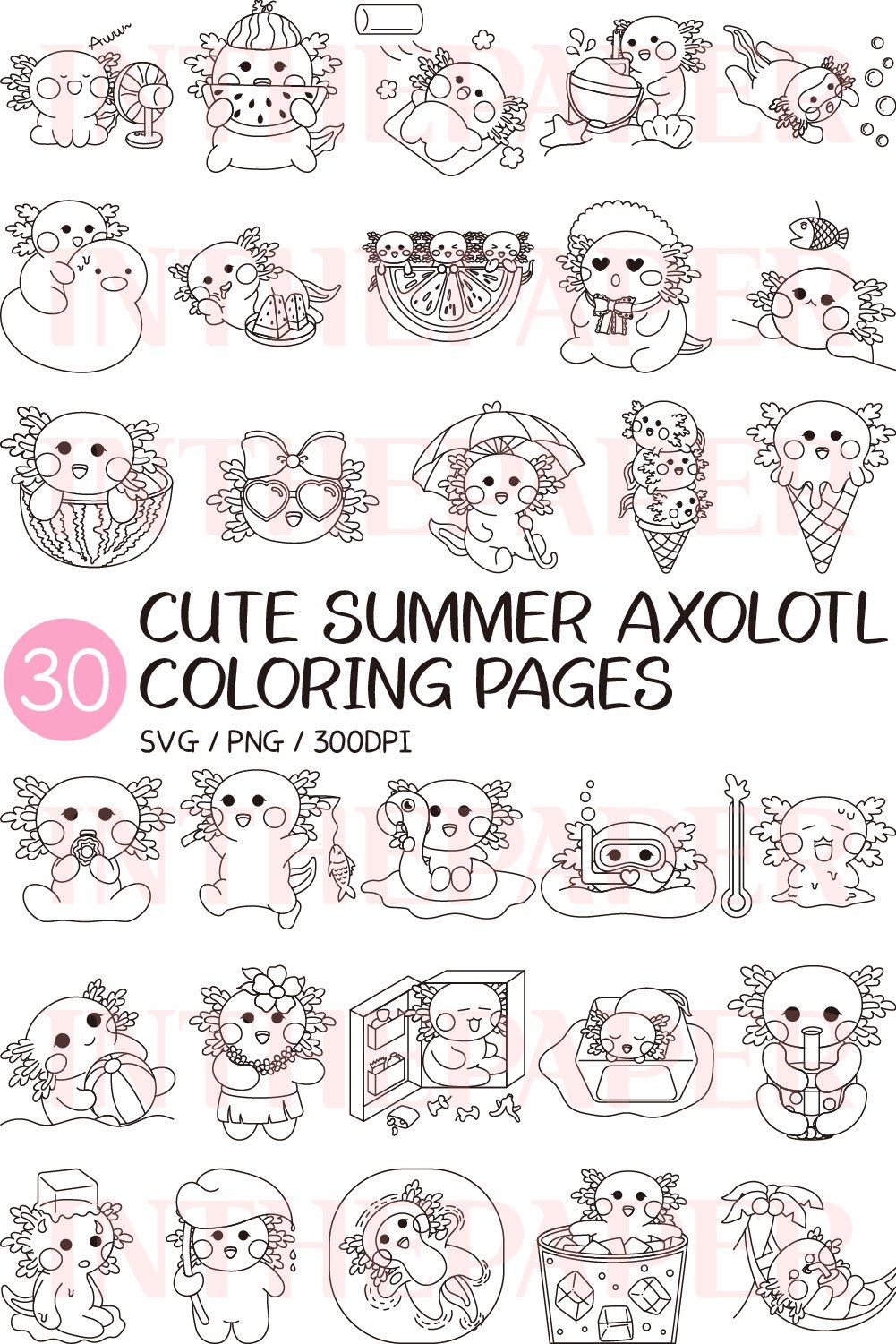 Cute Axolotl Coloring Page | kids Summer Animal SVG Uparupa