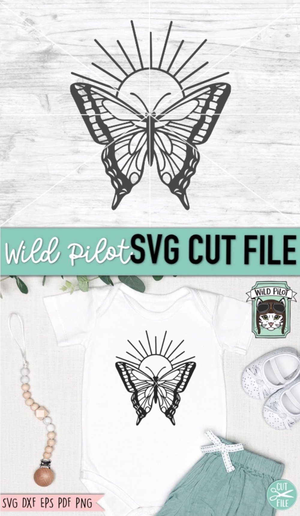 Sun Butterfly SVG Cut File, Butterfly PNG, Butterfly Clipart