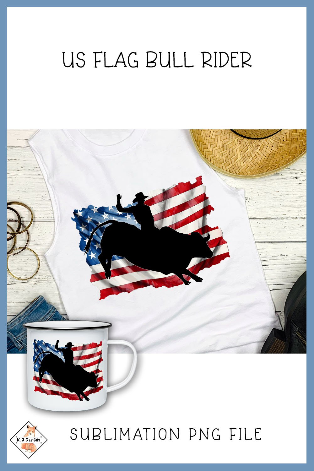 Bull Rider Sublimation Design| US flag