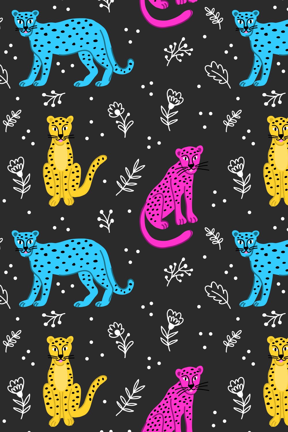 Seamless pattern with colored leopards (2282435)