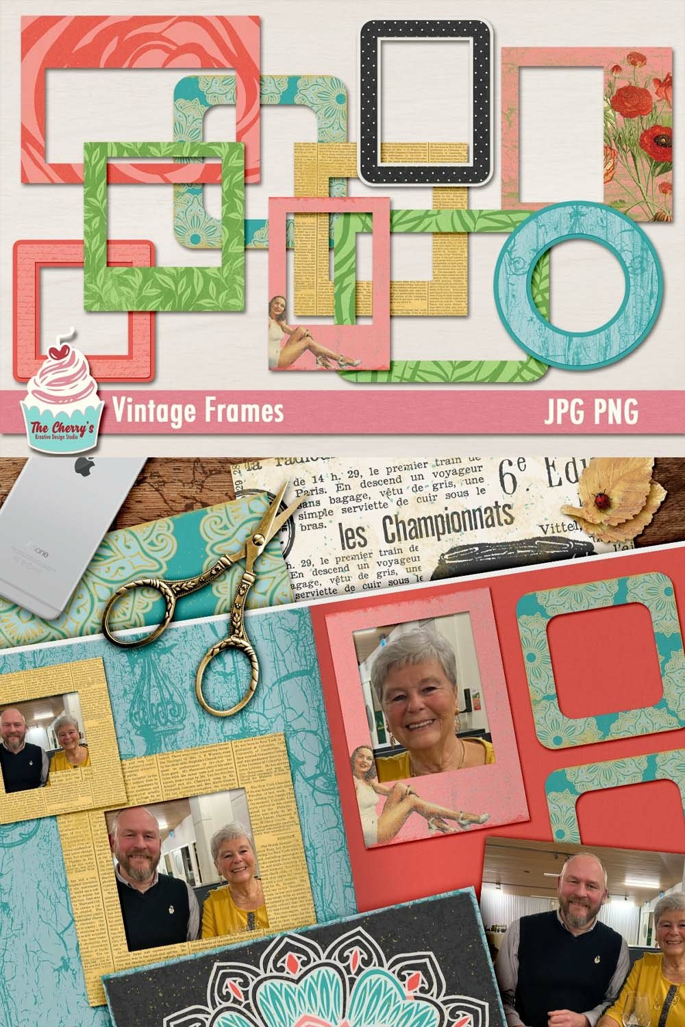 Vintage Frames for Junk Journals Scrapbook Pages and More