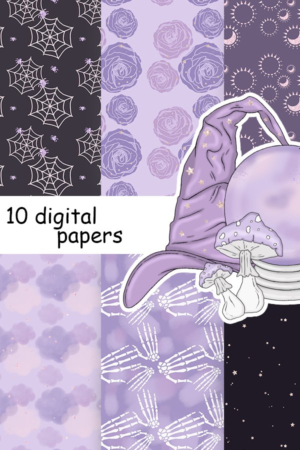 Witches Purple PATTERN Halloween Digital Crystal Pattern JPG