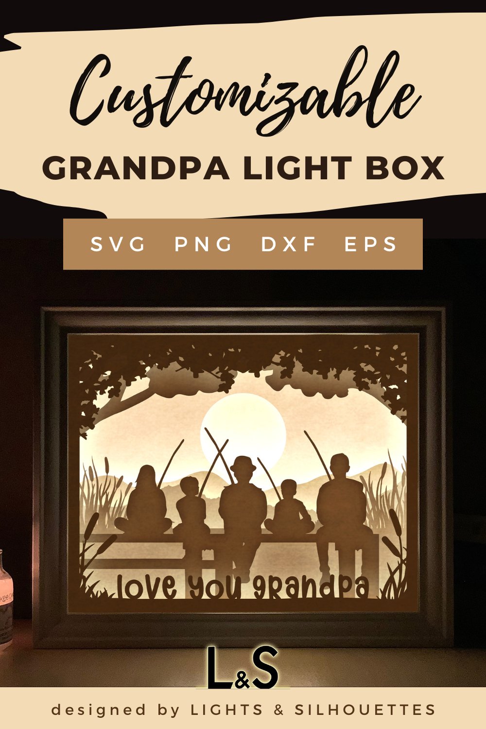 Customizable Grandpa Shadow Box File | 3D Light Box Template