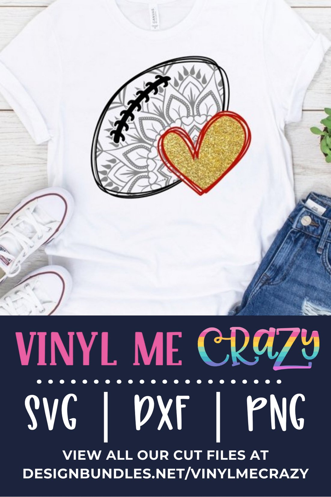 Football Mandala with Heart SVG DXF PNG