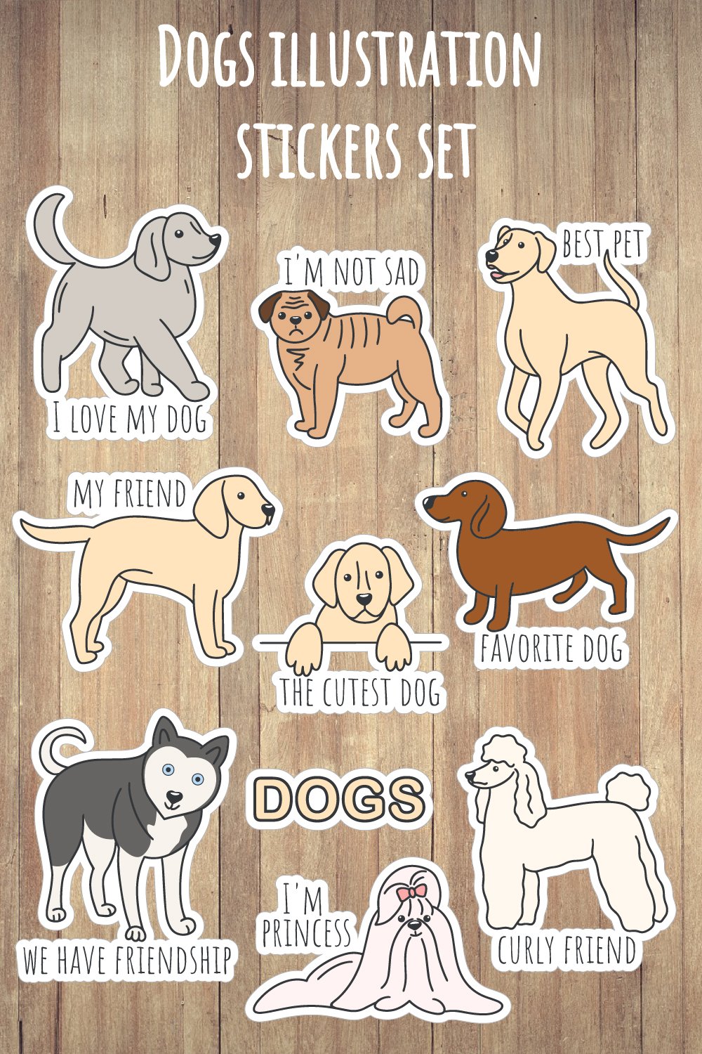 Dogs illustration stickers set SVG/PNG