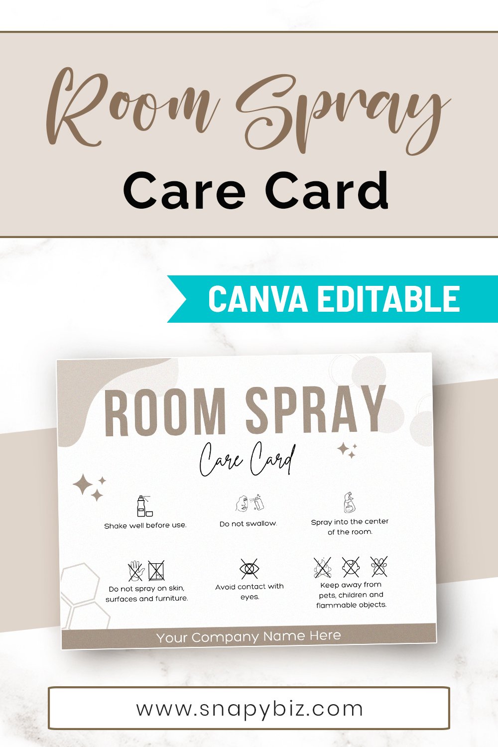 Room Spray Care Card Editable Template