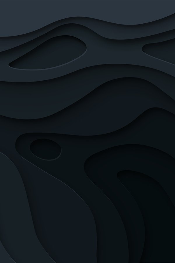 Abstract paper cut black background. Topographic map dark re