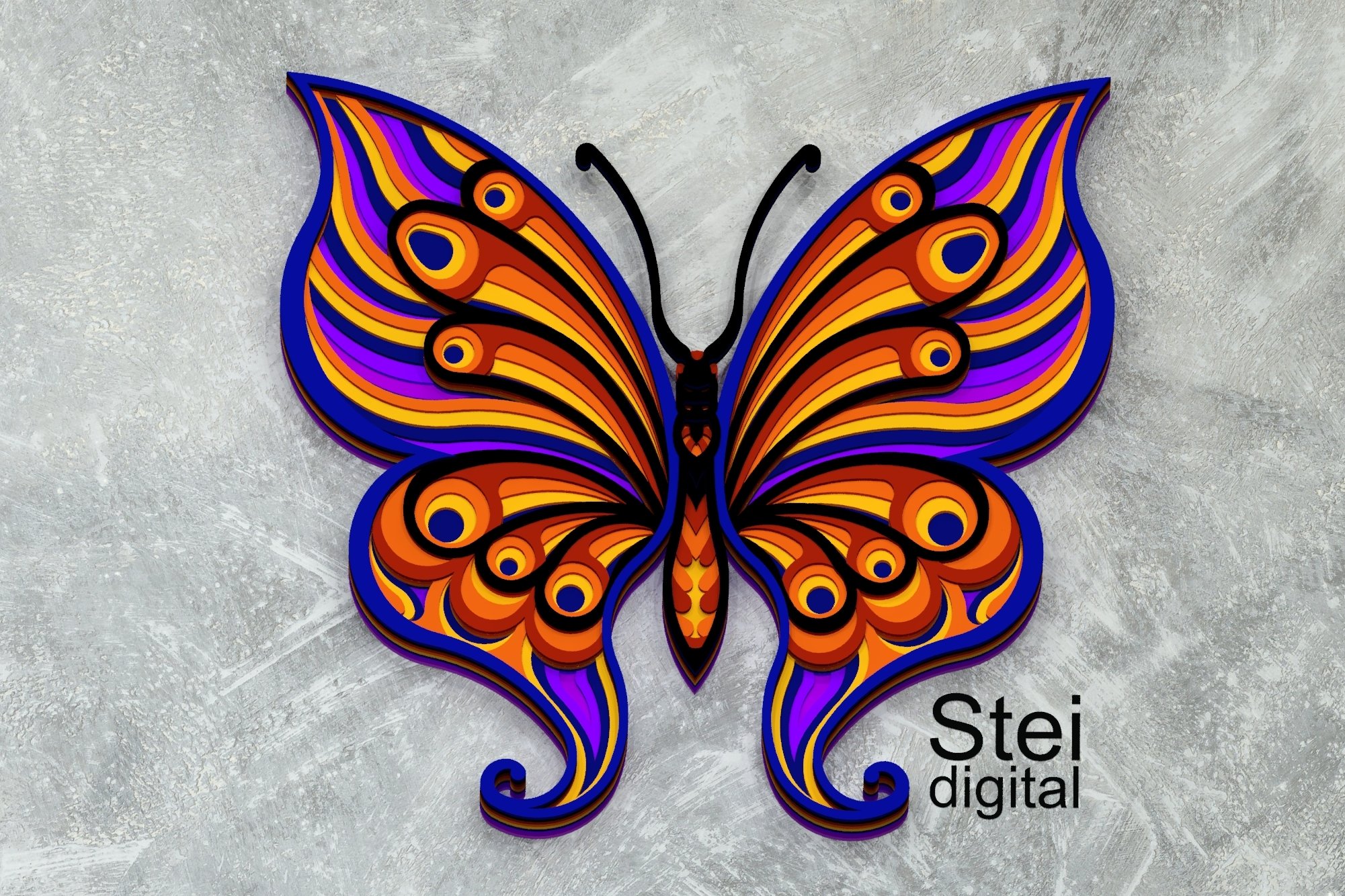 3d Butterfly SVG, DXF cut files, layered Butterfly (1508725)