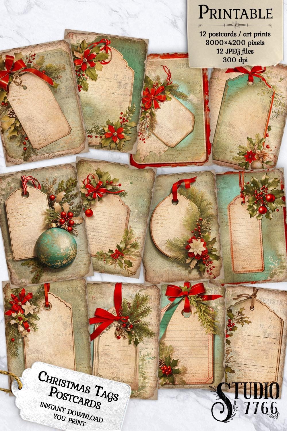 Christmas Tags Postcards