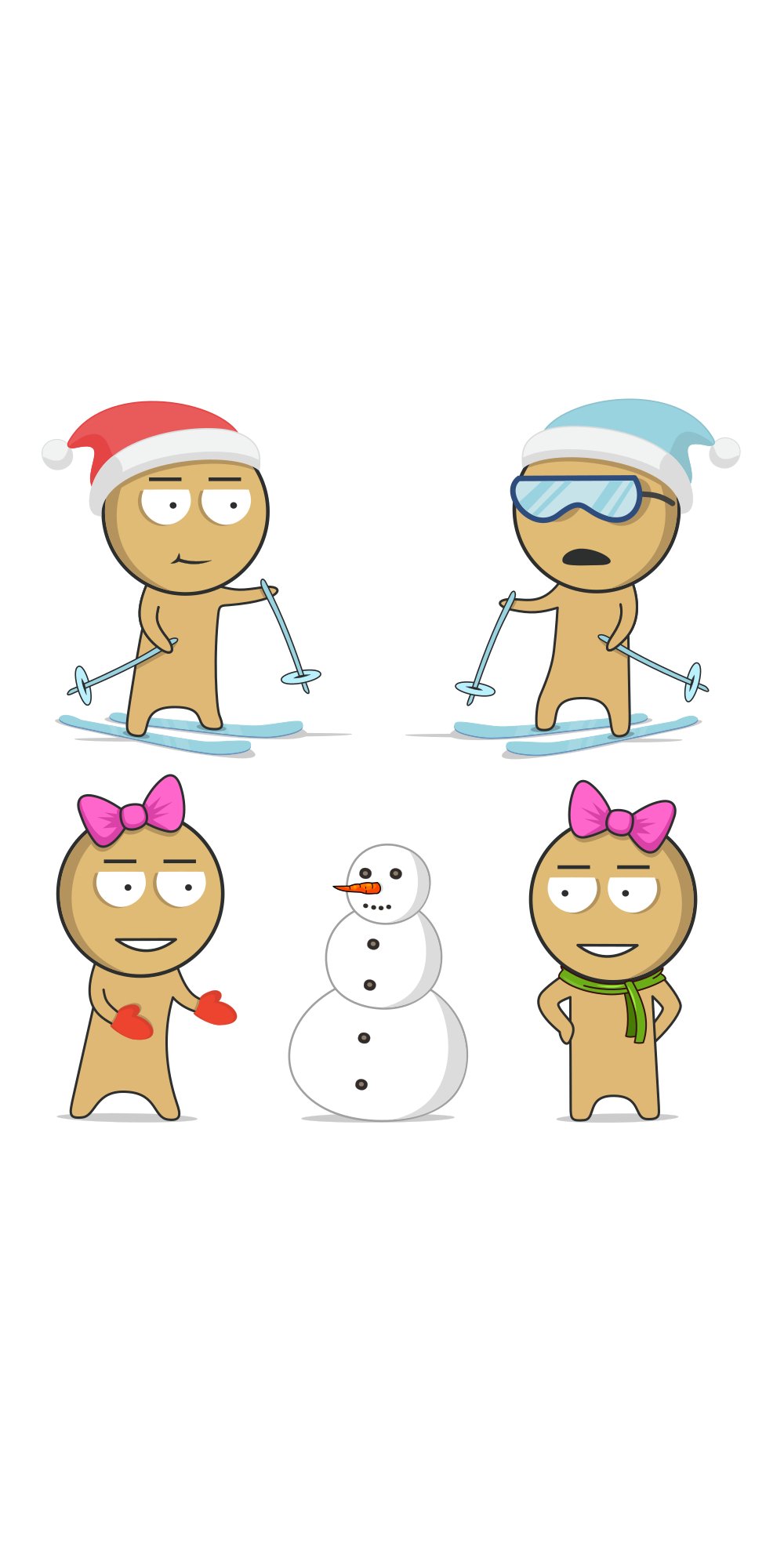 Winter holidays clipart, Winter sports clipart, Characters