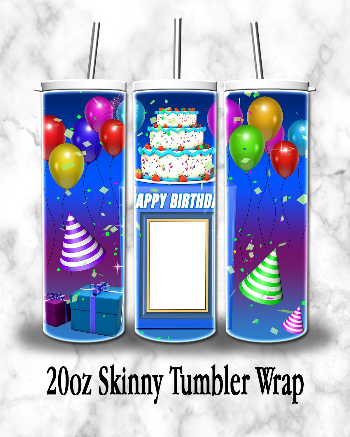 birthday tumbler | Happy Birthday | Photo Frame Sublimation