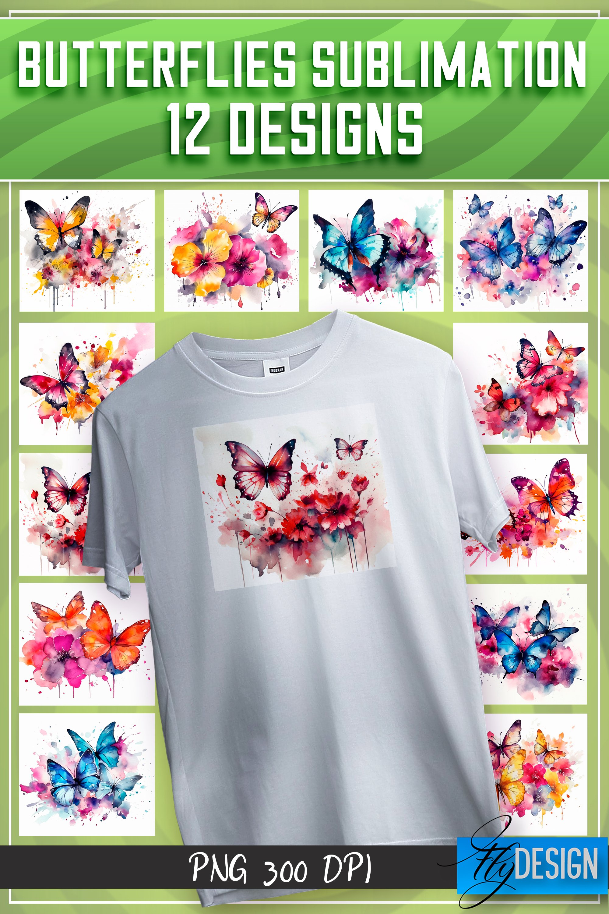 Butterfly Sublimation Bundle | Watercolor (3029092)