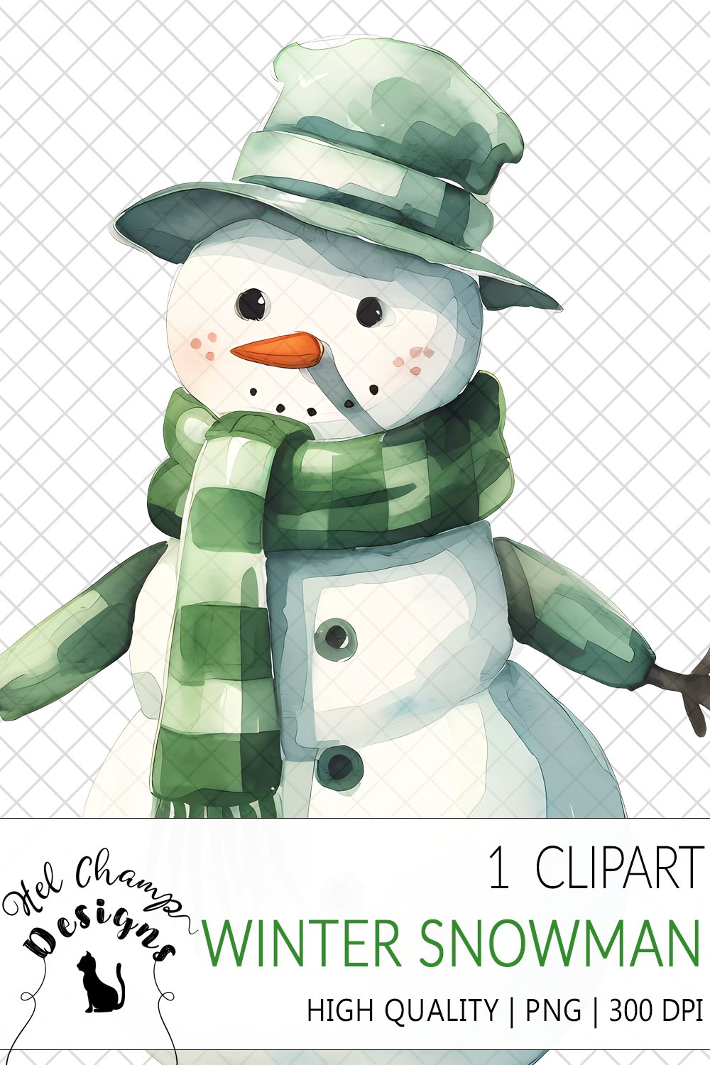 Winter green snowman transparent clipart