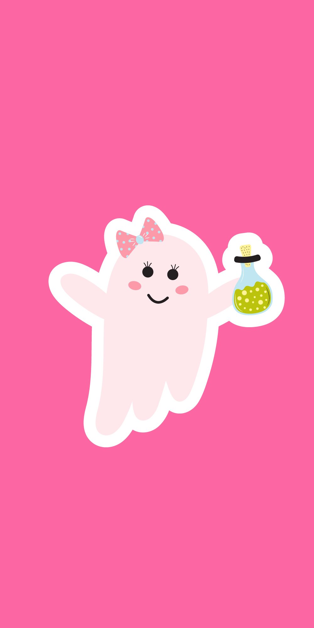 Cute pink Halloween ghosts stickers set