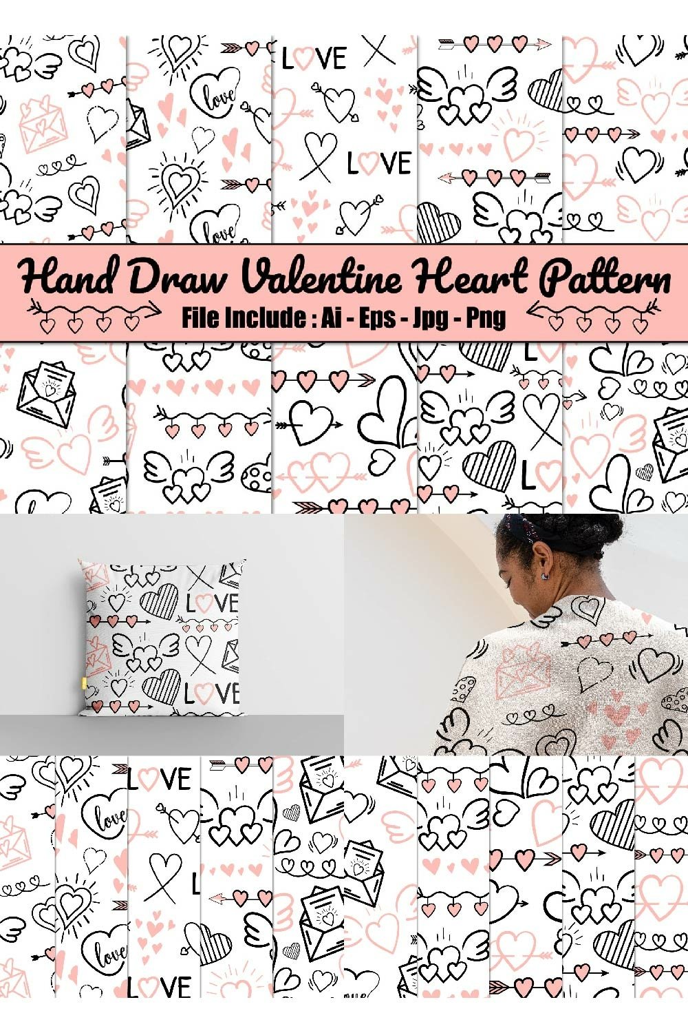 Hand Draw Valentine Heart Patten