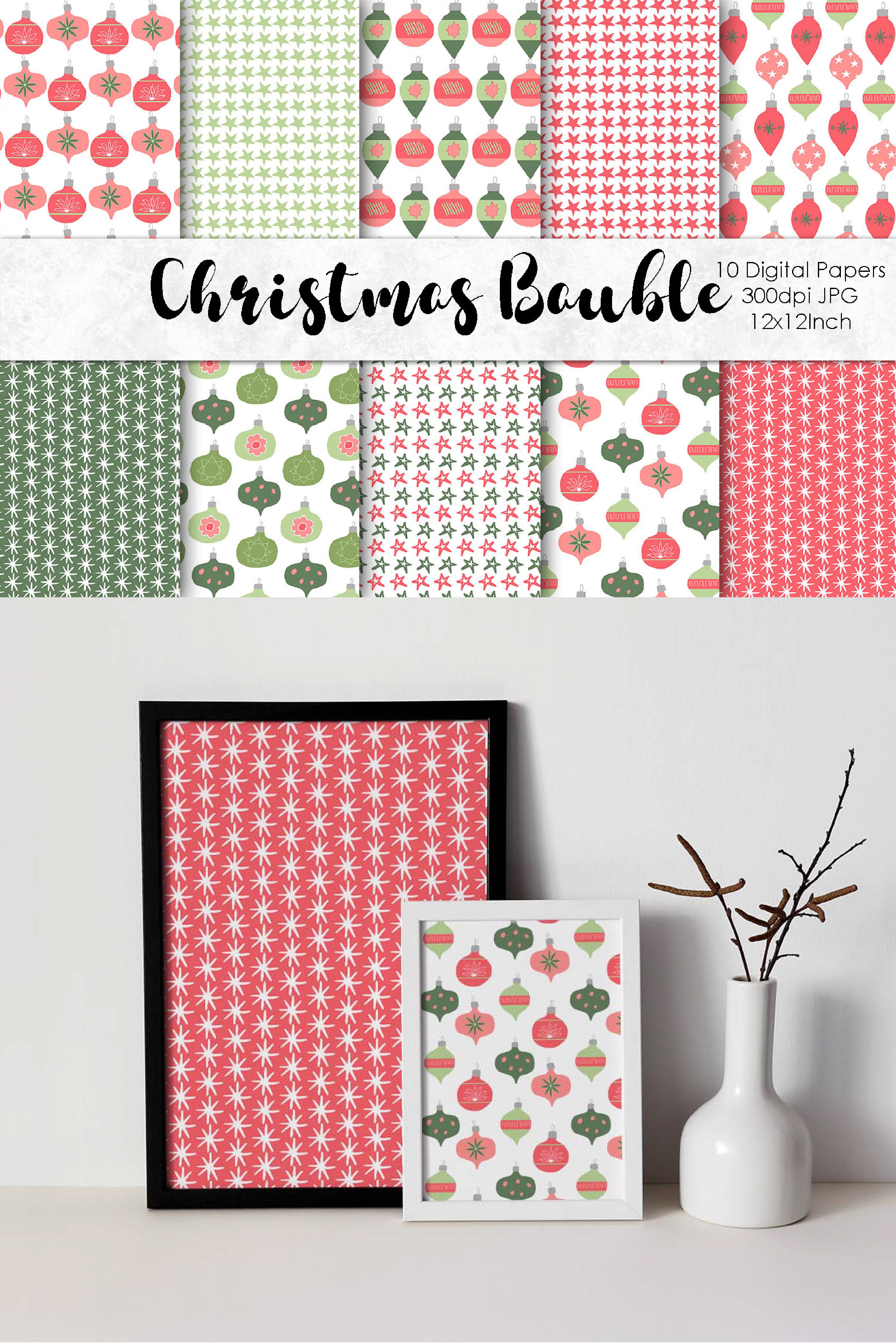 Christmas Bauble Digital Papers - 10 Designs