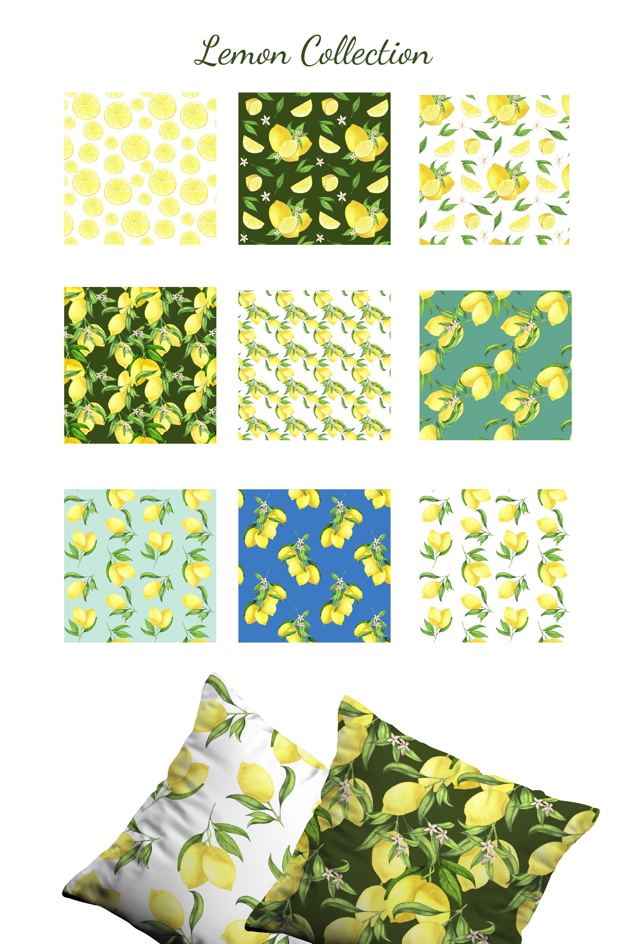 Lemon Digital Papers, Seamless Patterns