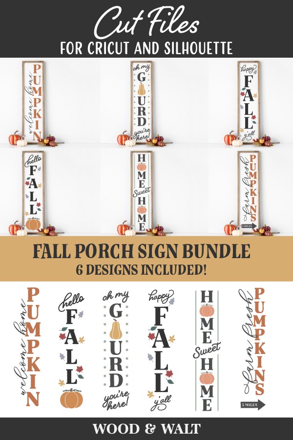 Fall Porch Sign SVG Bundle | Vertical Fall Sign (1506589)