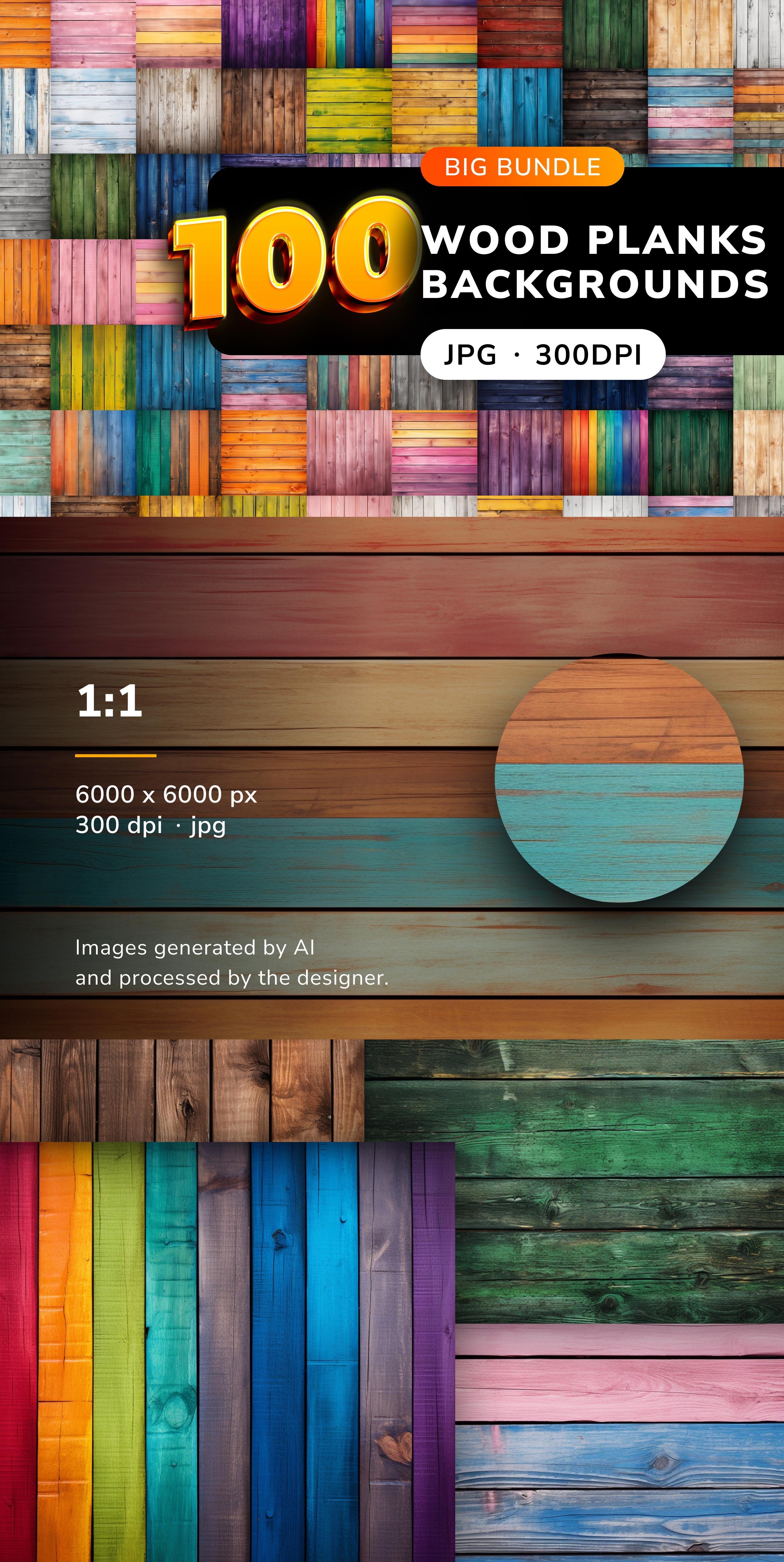 100 Wood Planks Digital Papers Seamless Patterns