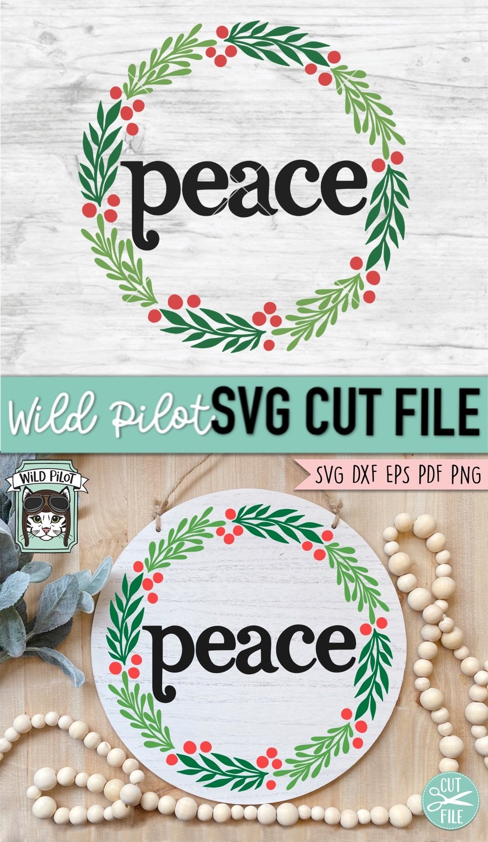 Christmas Sign SVG, Peace SVG, Winter SVG, Round Sign SVG