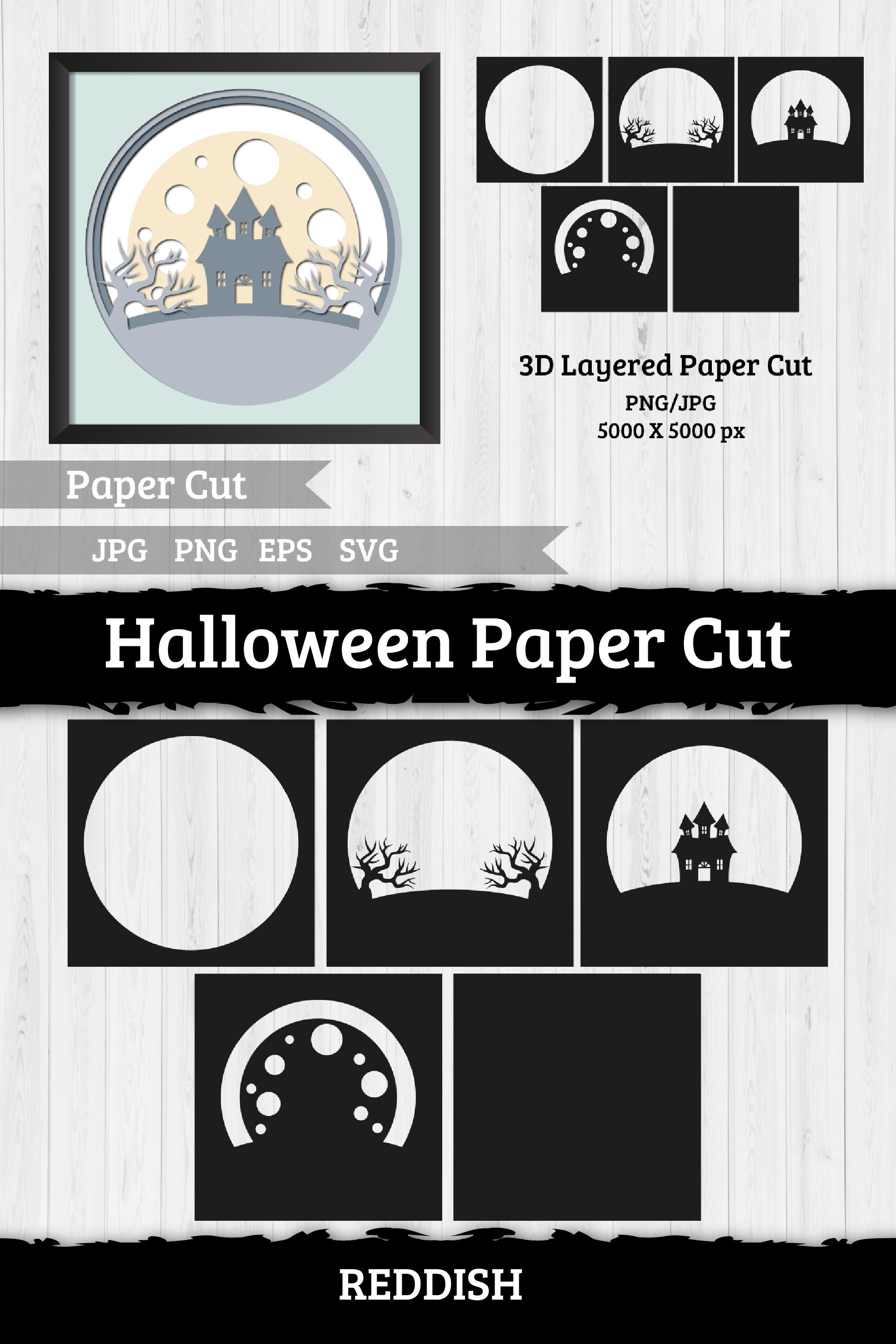 Halloween 3d paper cut, cut files SVG, Halloween (1303097)