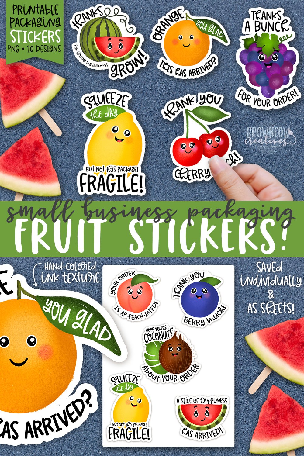 Small Business Summer Fruit Packaging Stickers