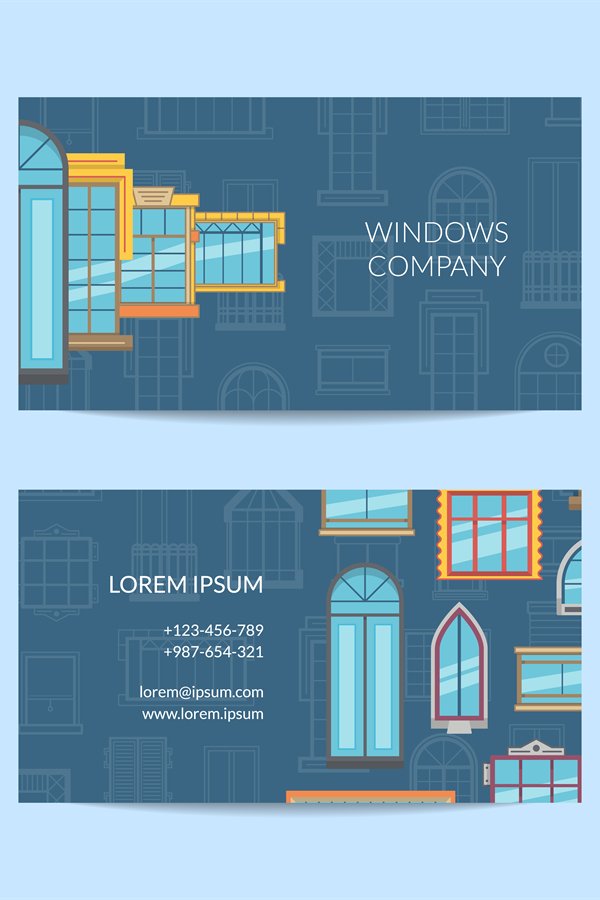 Vector window flat icons business card