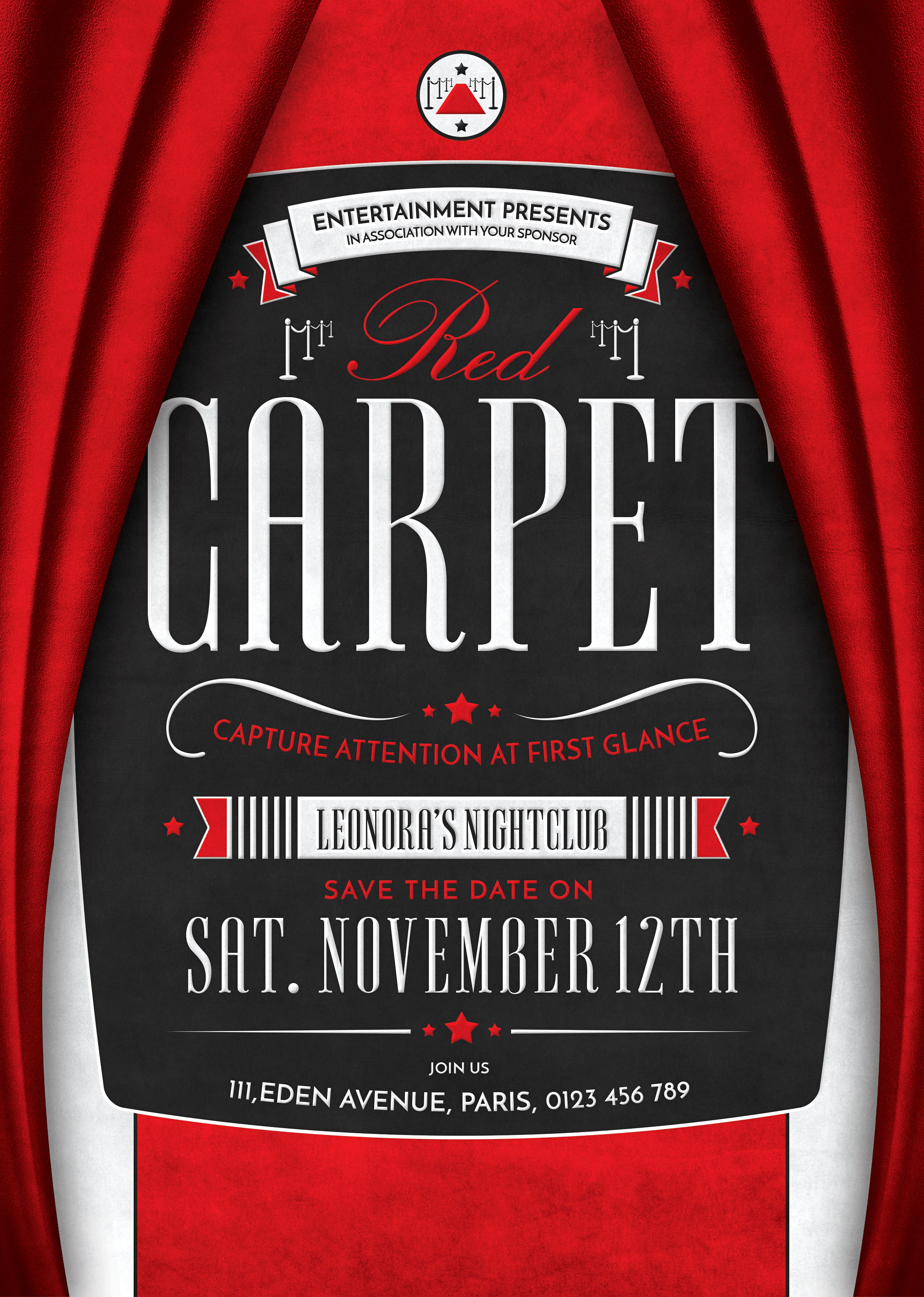 Red Carpet Flyer PSD Design Template