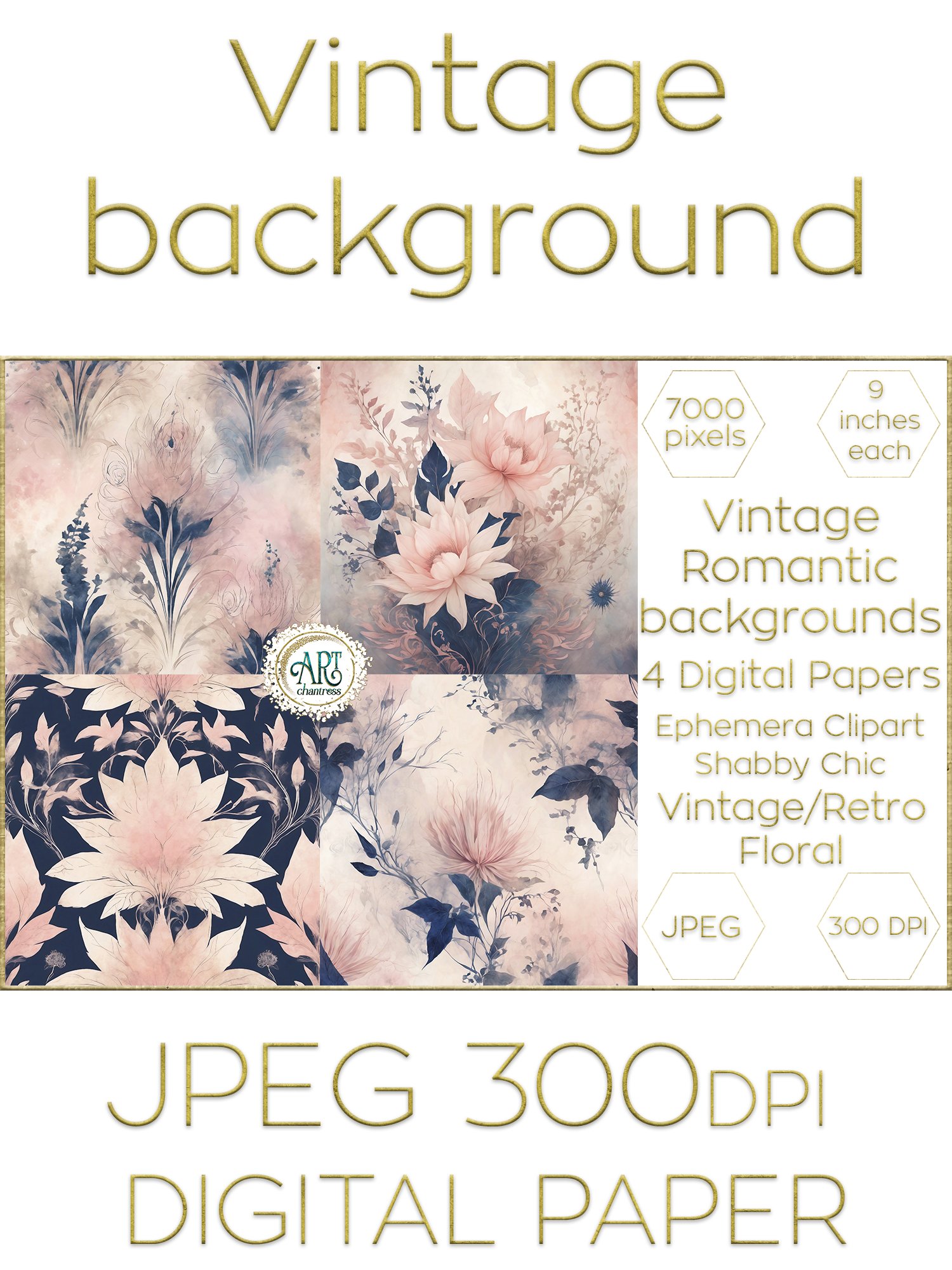 Vintage Classic digital papers Bohemian Floral (3104623)