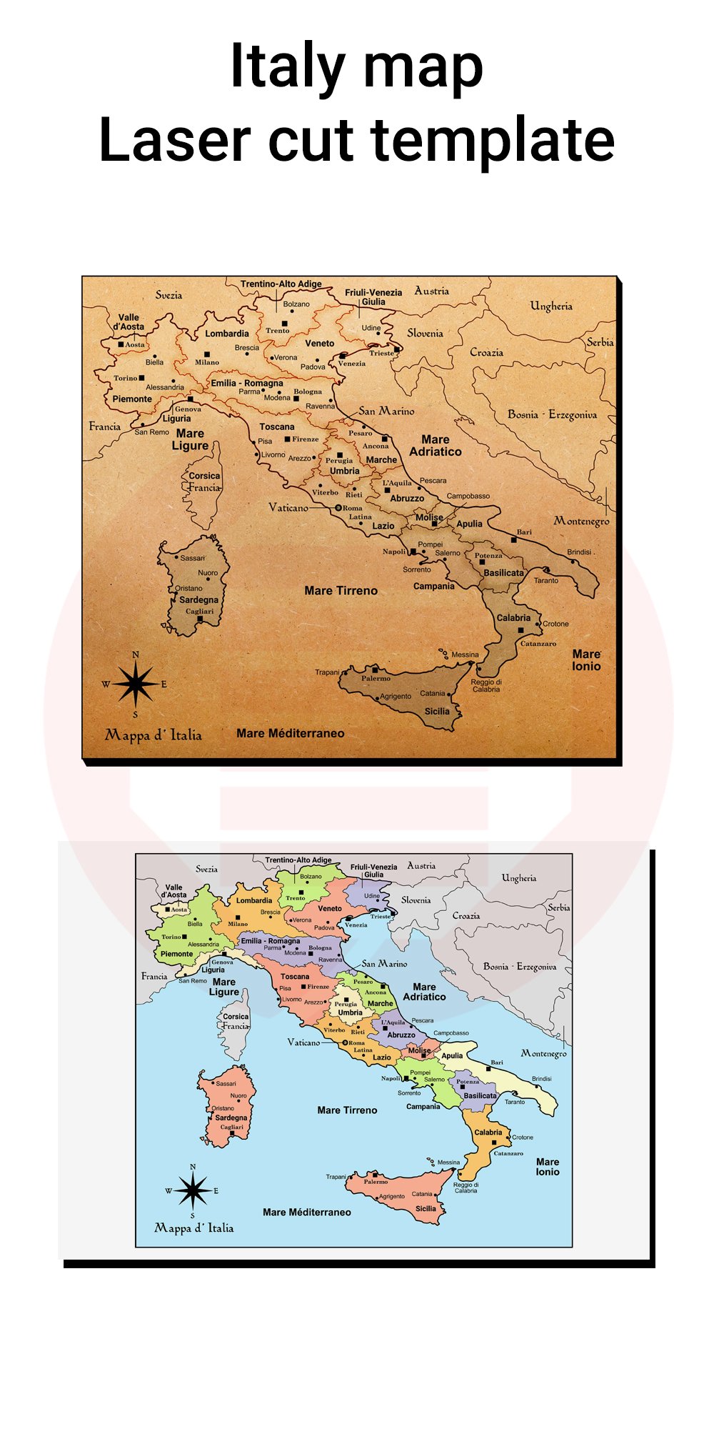 Italy wood map laser cut vector glowforge svg diy crafts