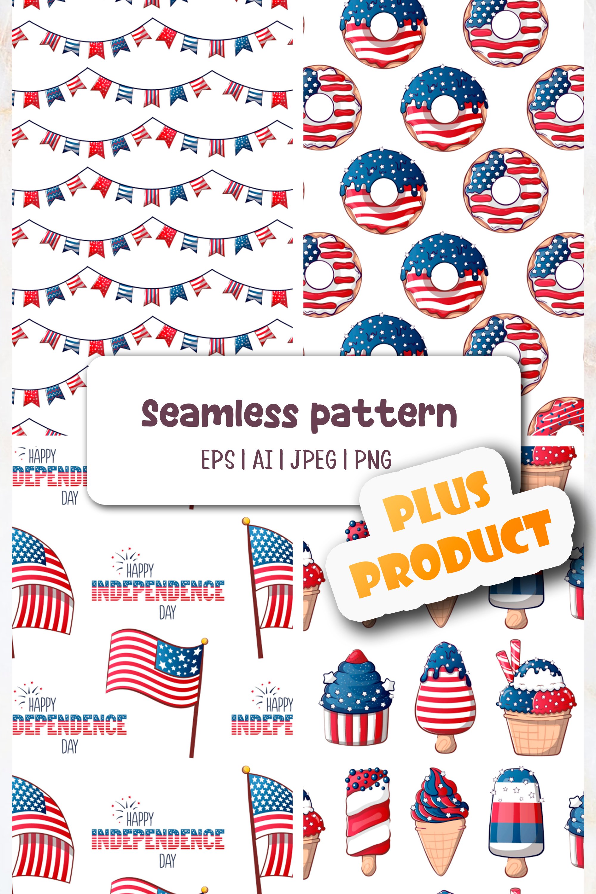 Seamless pattern of Happy US Independence Day 4th (3697898)