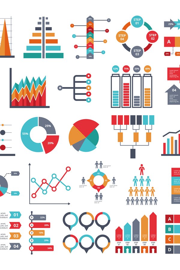 Various business symbols for for infographic projects